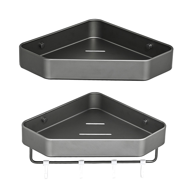 Gun Gray Bathroom Triangle Storage Rack Wall-Mounted