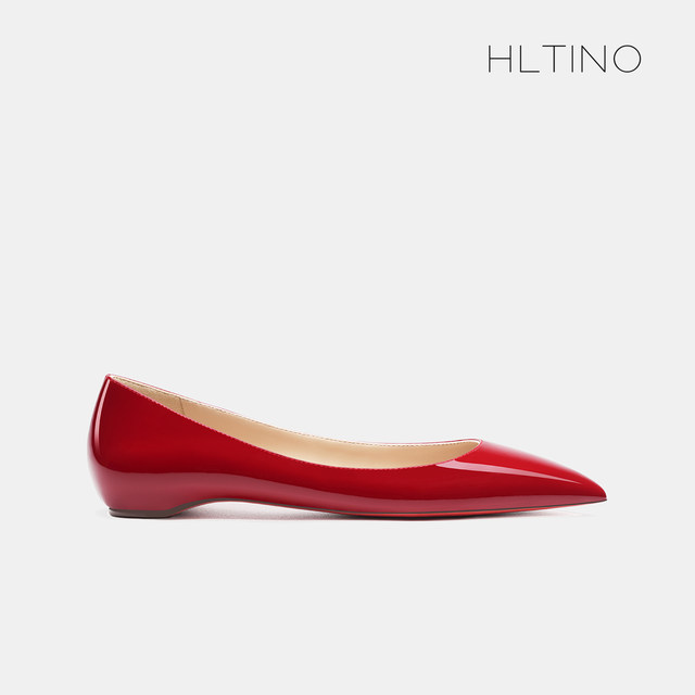 French sexy red patent leather pointed profile flat shoes Female ...