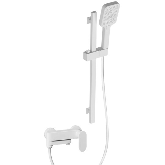 Cream Style White Bathtub Shower Set | Minimalist Split Faucet