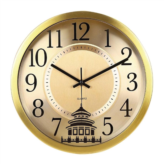 Compas Golden Metal Wall Clock - Modern Hotel Lobby & Meeting Room Decor