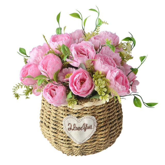 Small flower basket decoration living room woven vase flower ...