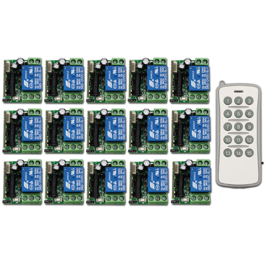 1000 Meters Wireless Remote Control Switch 12V 15-Way Remote Control ...