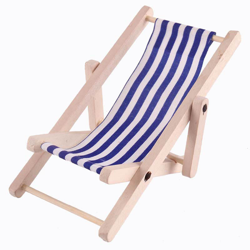 Chaise de plage pliante miniature pour maison de poupée