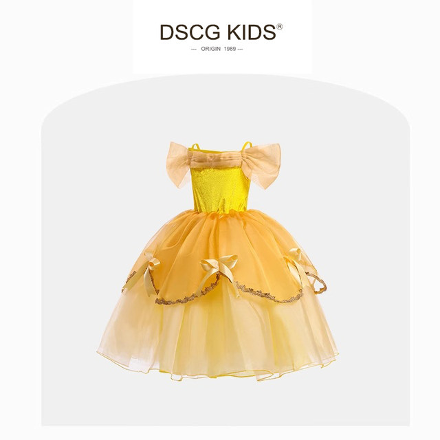 Belle Princess Dress Girls Birthday Dress Puff Skirt Beauty and the ...