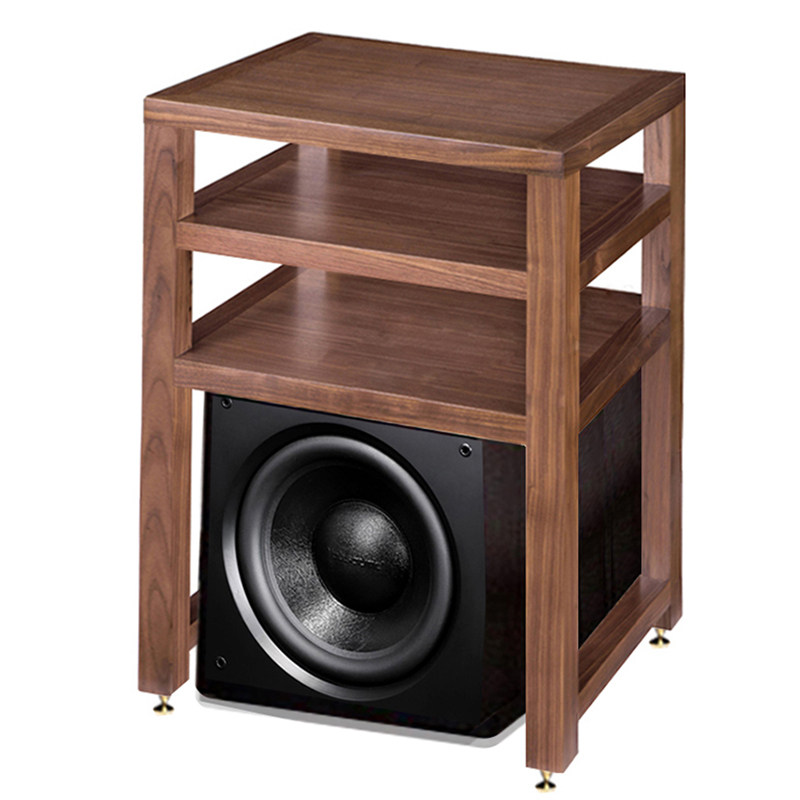 Rak Audio Liaofan - Penyangga Amplifier 3 Tingkat Walnut Hitam