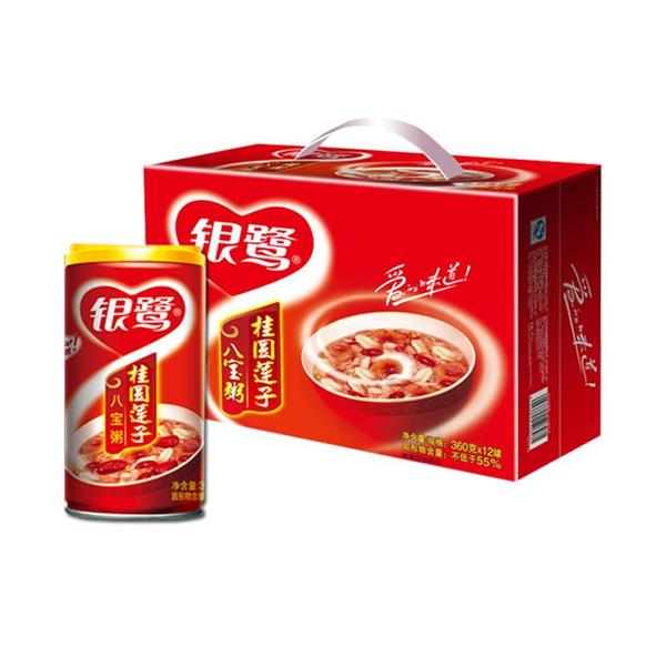 Yinlu longan lotus seeds 360g*12 cans full box eight treasure porridge | Silver heron Rice Pudding