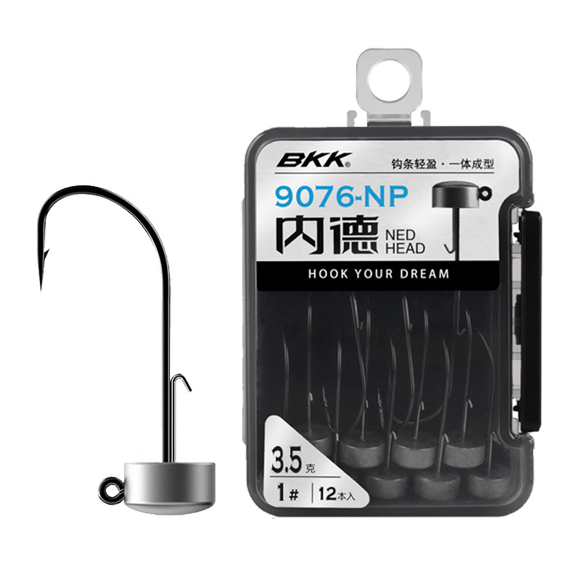 BKK Ned Hook 9076-NP with or without Barb Ned Lead Head Hook Lure Black ...