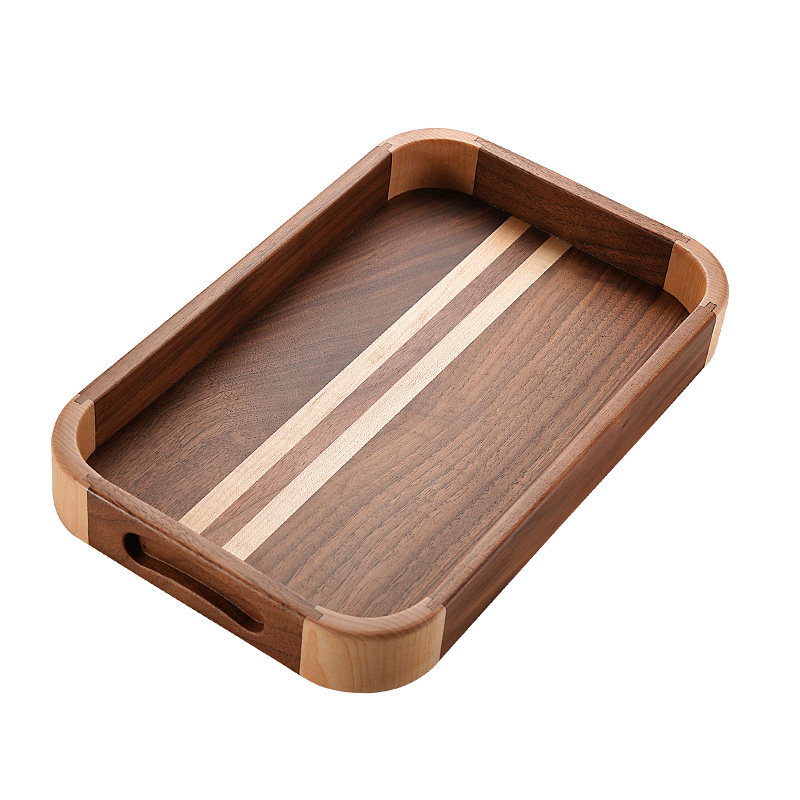 Solid Wood Tray - Rectangular Black Walnut Tea Tray for Home Living Room