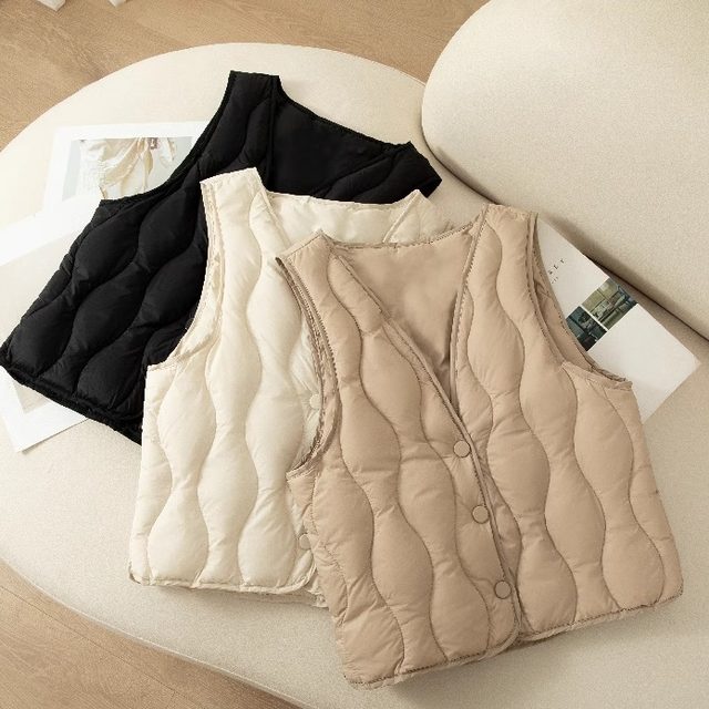 2024 Winter new down vest female V -neck light short sleeveless horse ...