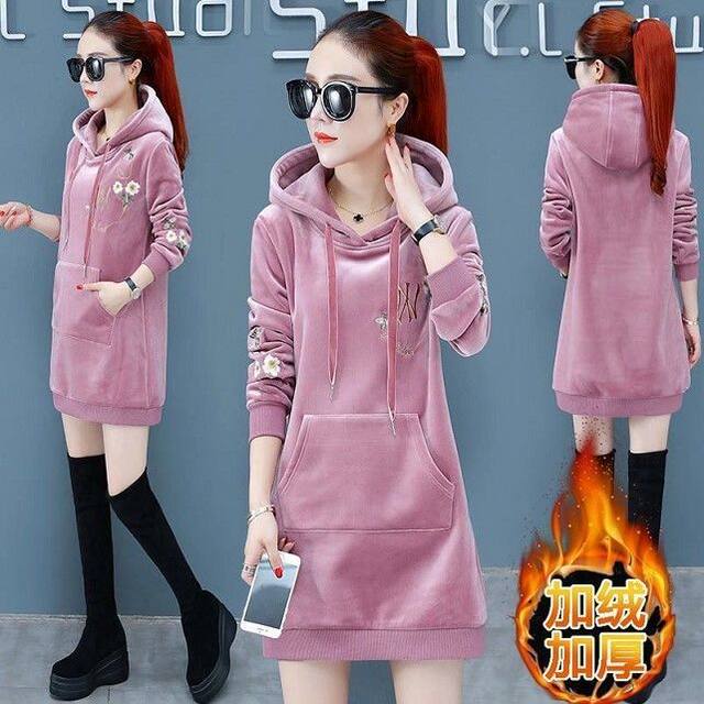 Double -sided velvet cubs sweater female connecting gold velvet mid ...