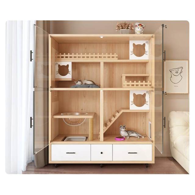 Cat villa solid wood cat cage home room cat nest cat house super large free space cat house cat ...