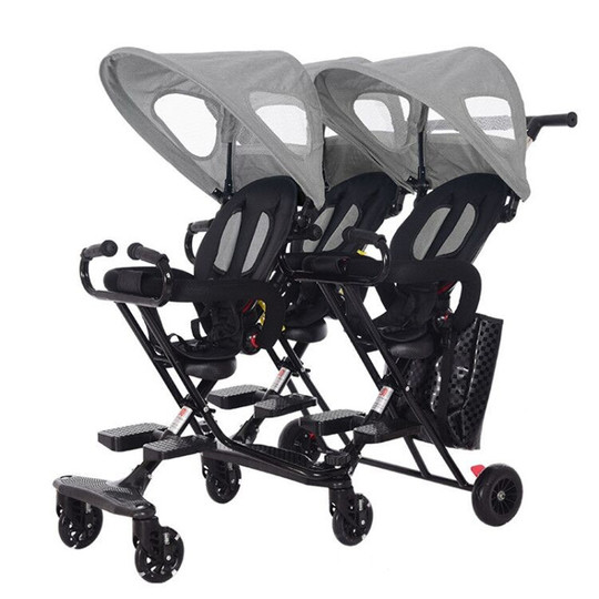 Triple Baby Stroller for 3 Children, Foldable with Sitting and Lying ...