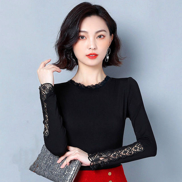 2024 Modal Bottom shirt Female spring and autumn and winter round neck ...