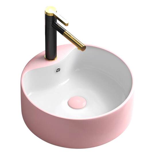 Round Countertop Pink Wash Basin - Small Size Rectangular Basin