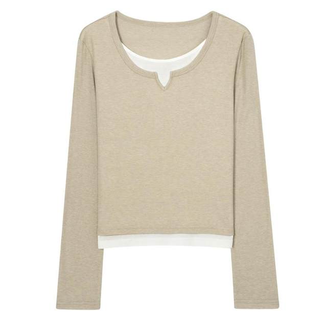 Evili's little V -neck fake two pieces of Tianti Laisle contrasting ...