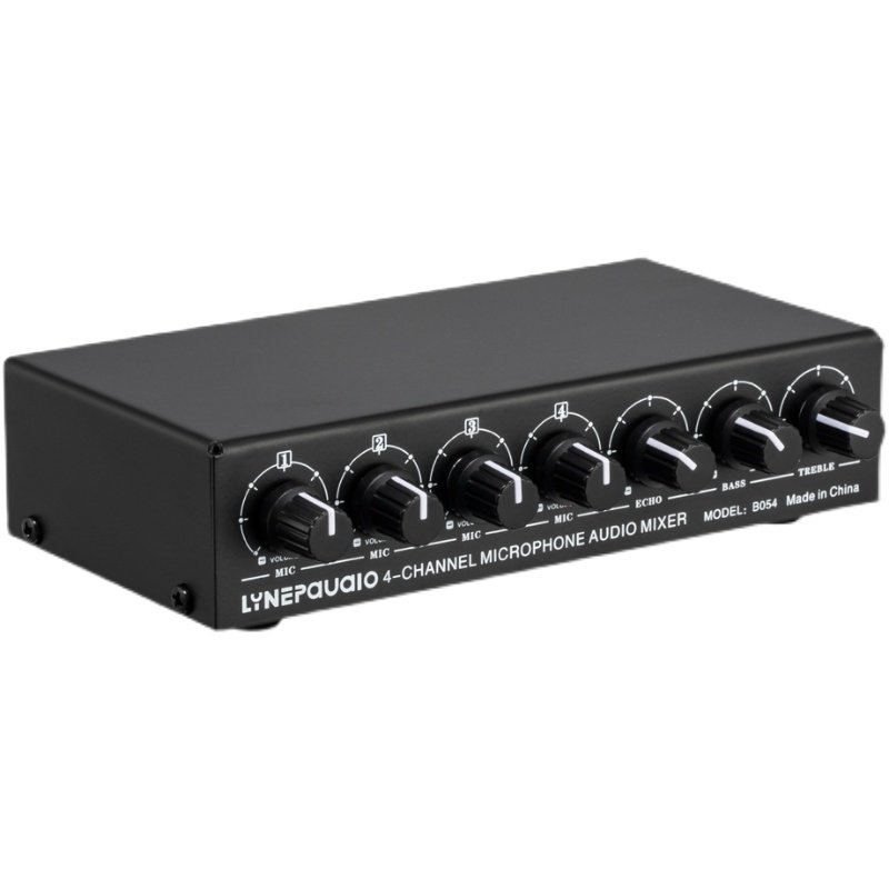 Line Puodo 4-Channel Microphone Mixer with Reverb & Bass - USB Powered