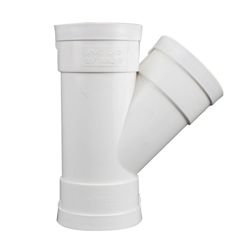 PVC Inclined Tee Drainage Pipe 45 Degree Equal Diameter and Reducing ...