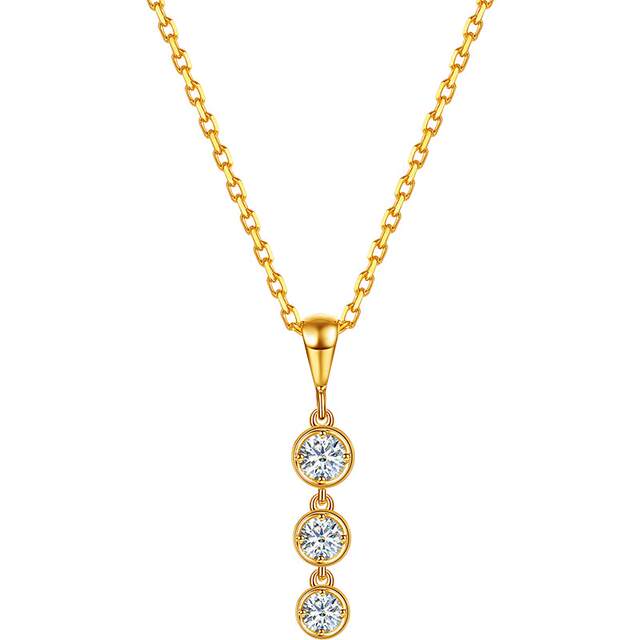 Happy diamond yellow 18K gold color gold single diamond bubble diamond ...
