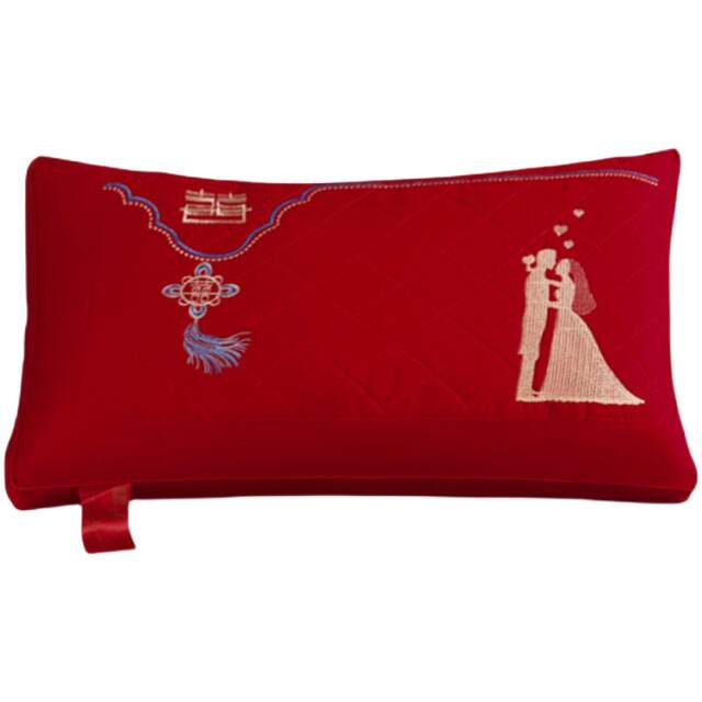 Festive wedding pillow, a pair of cotton embroidered new style red ...