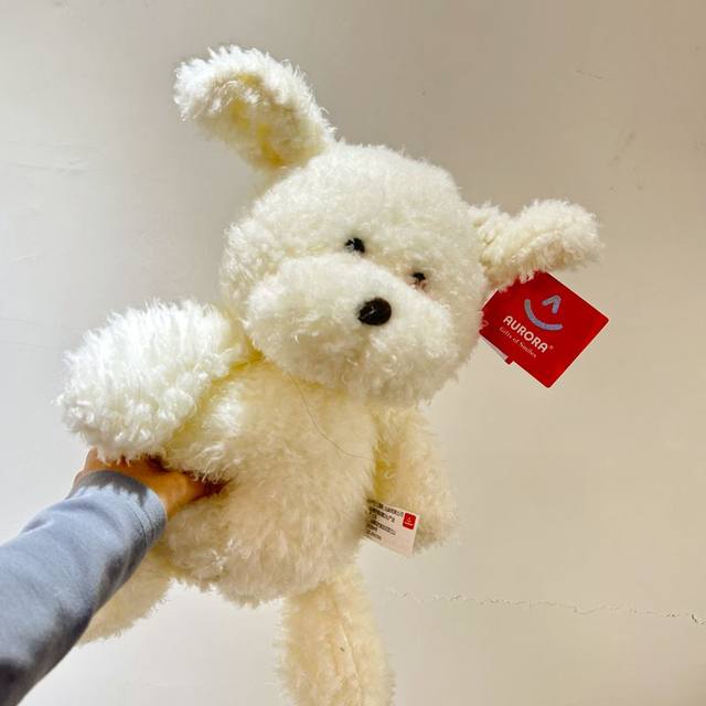 Soft cute puppy doll scribbled little white dog plush toy