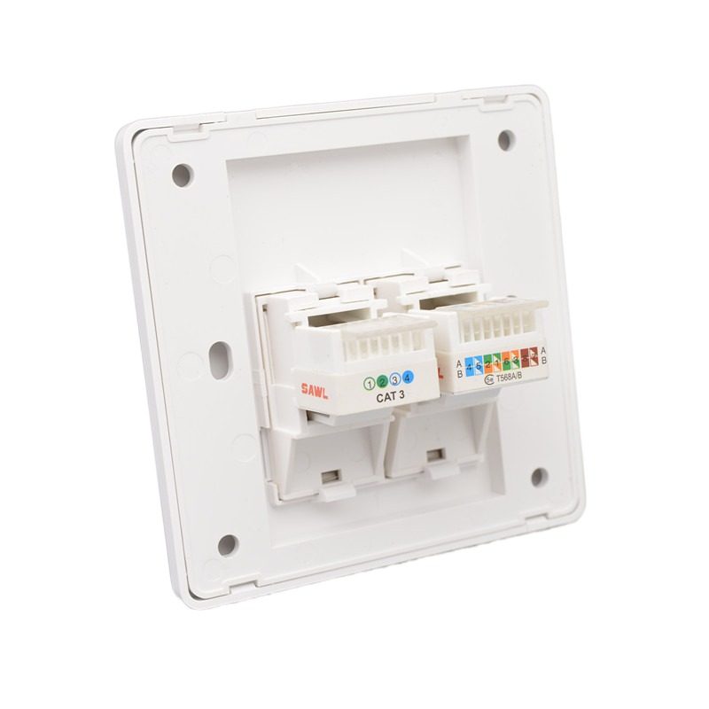Type 86 Dual-Port Internet Phone Socket with RJ45 Network Cable Port ...
