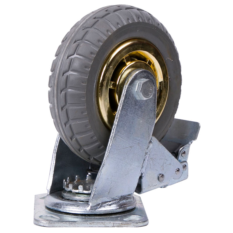 Xinguan 6インチ ヘビーデューティーゴムキャスターホイール（ブレーキ付き）