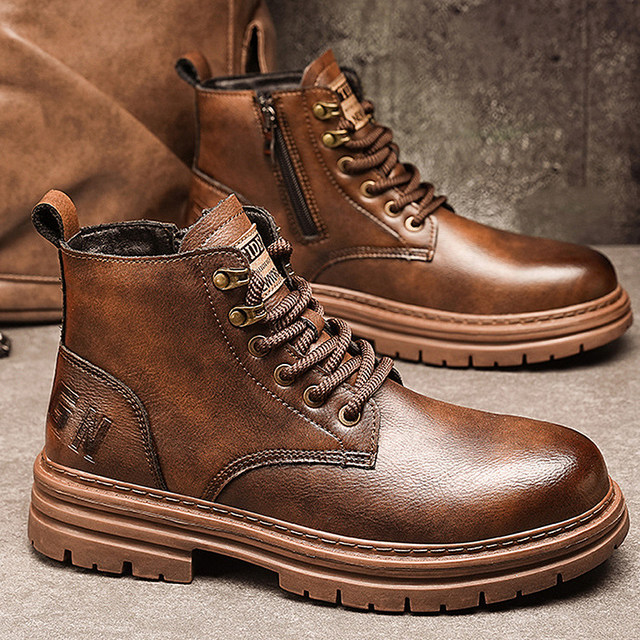 Winter large size men's shoes 46 men's Martin boots 47 work leather ...