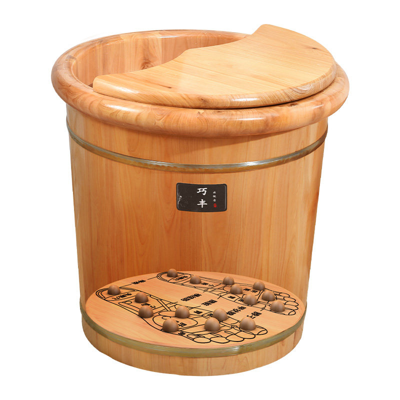Cedar Wood Foot Bath Barrel - Solid Wood Basin for Foot Soaking