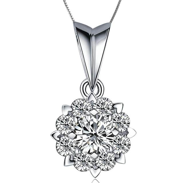 Hi Diamond Women's Flower Diamond Necklace Women's 18k Gold Natural ...