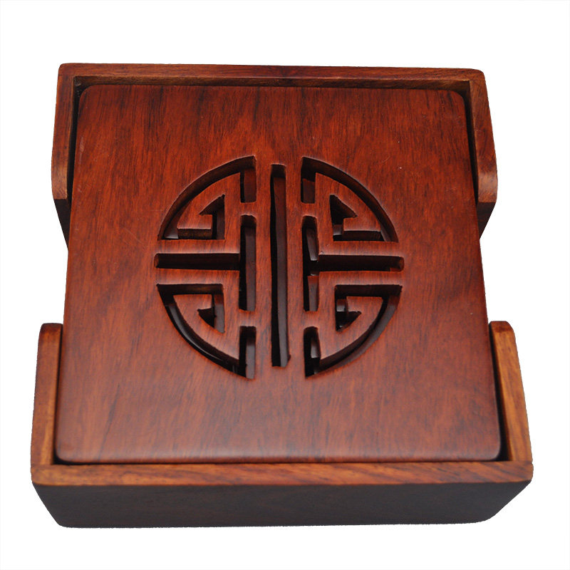 Vietnamese Mahogany Rosewood Coaster Bowl Mat for Tea Insulation