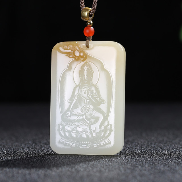 Xinjiang Hetian Jade Guanyin pendant men and women's jade cards and the ...
