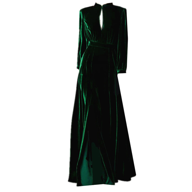 Spring New Women's Dress Golden Velvet Little Cheongsam Retro Speed ...