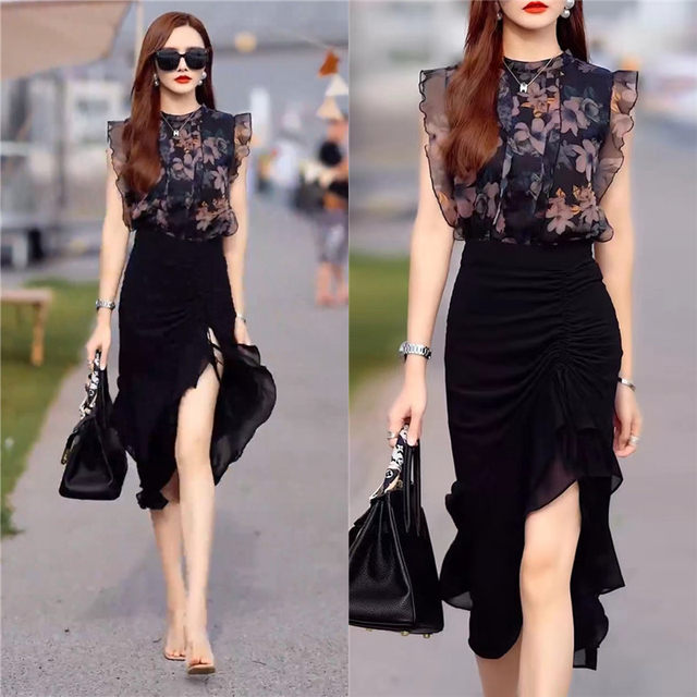 Little sexy irregular ruffled fishtail half -body skirt drawing lace ...