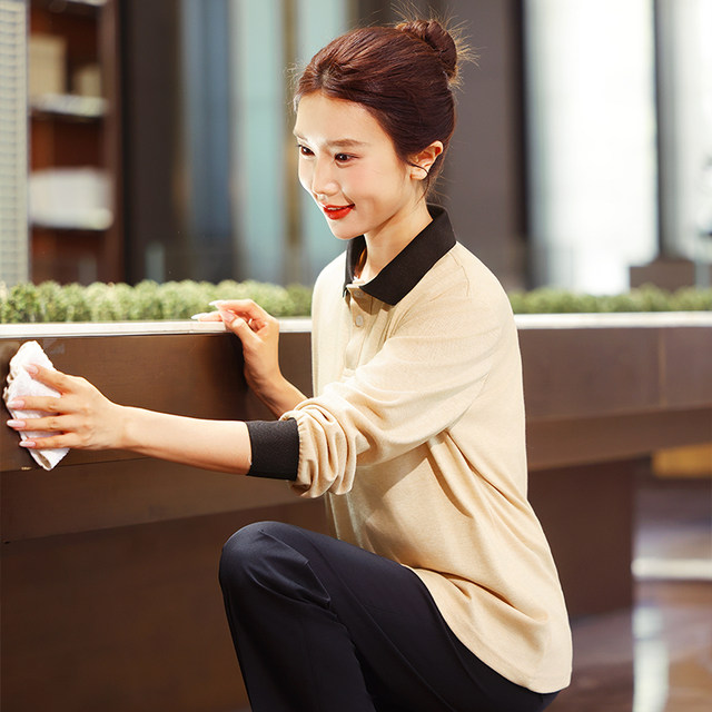 Cleaning work clothes long-sleeved sweatshirt for female property ...