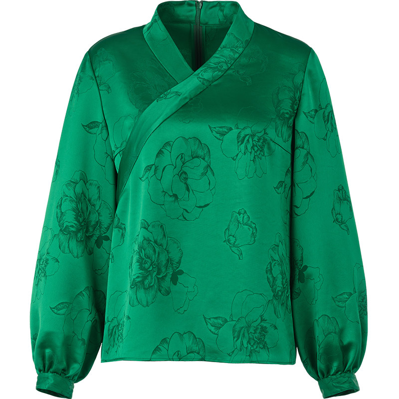 Deep Flowers and Trees Women's Chinese Style Top - Floral Jacquard ...