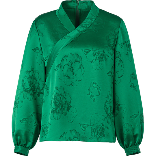 Deep Flowers and Trees Women's Chinese Style Top - Floral Jacquard ...