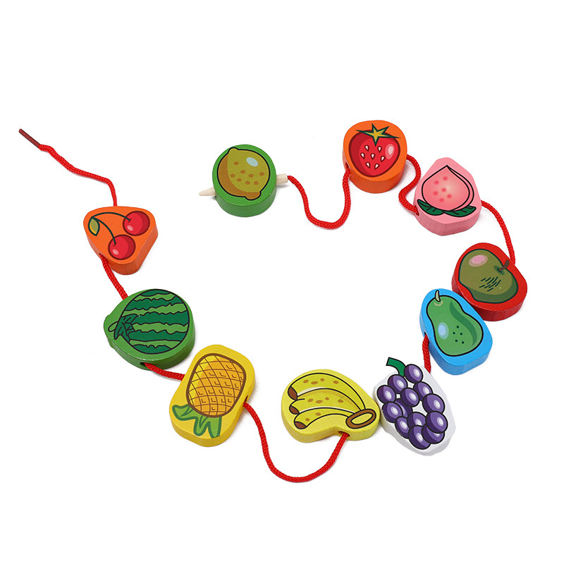 Wfrealia Fruit Skewers Beads Stringing Toy - Educational Wooden Beads ...