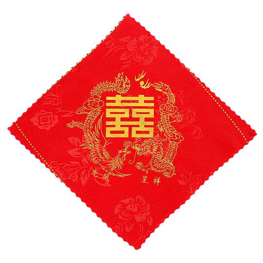 Chinese Style Wedding Handkerchief - Retro Red Embroidered Lace