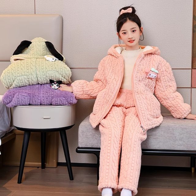 2024 new girl home service autumn and winter girls plus velvet ...