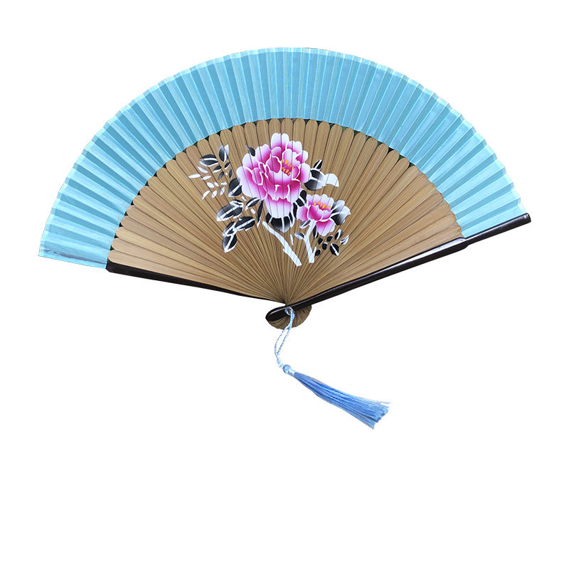 Blue Good Opening and Closing Dance Chinese Style Portable Folding Fan ...