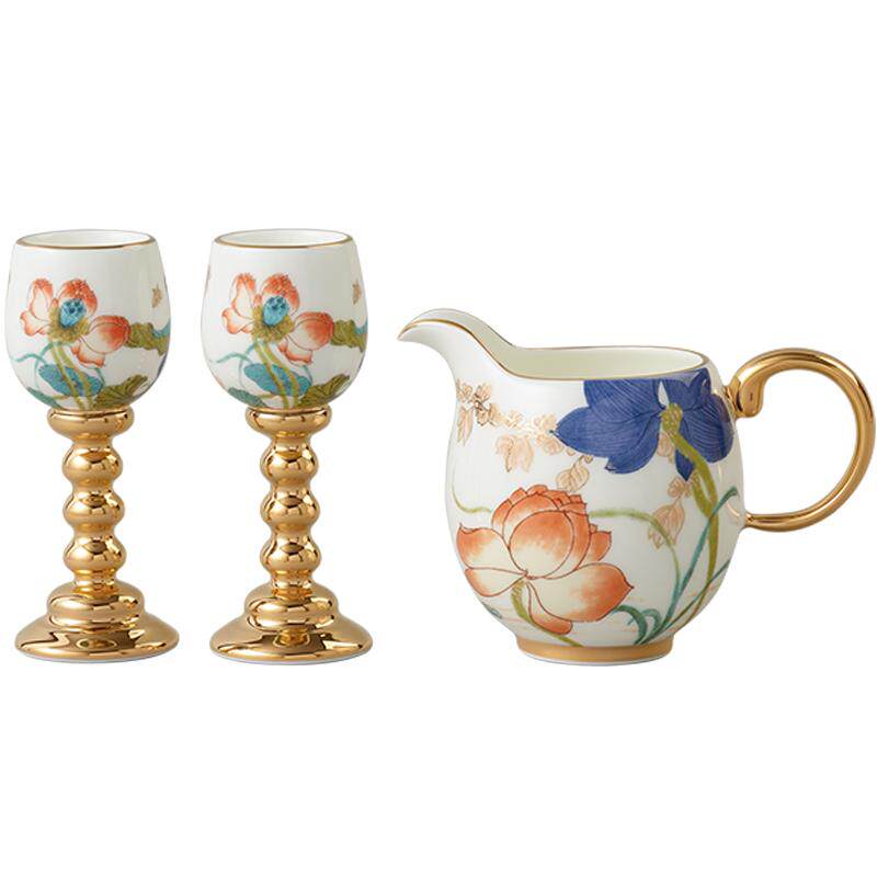 Yongfengyuan Xingfu Heming 3-Head Wine Set - Ceramic Flask and Glasses