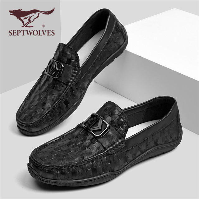 Septwolves Slip-On Beanie Shoes Winter New Black Loaf Toe Layer Cowhide ...