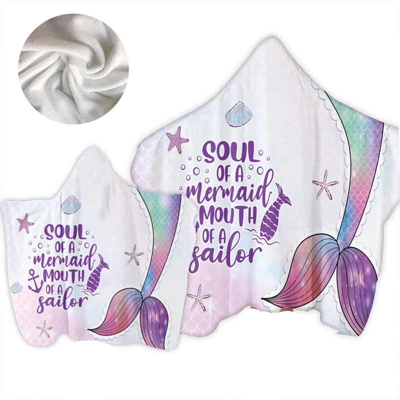 Mermaid Tail Hooded Bathrobe - Quick-Drying Microfiber Velvet