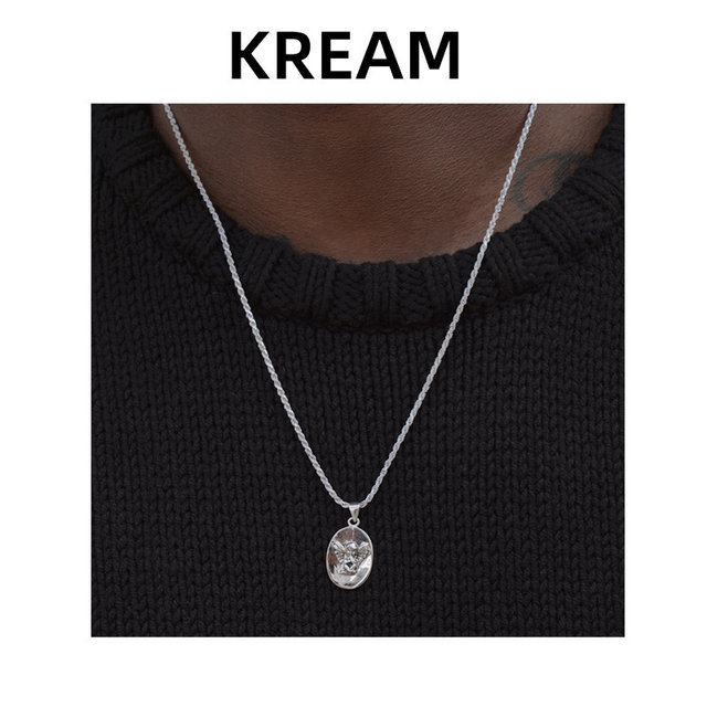 Kream S925 sterling silver angel pendant necklace hip -hop men's same model Angel Pendant