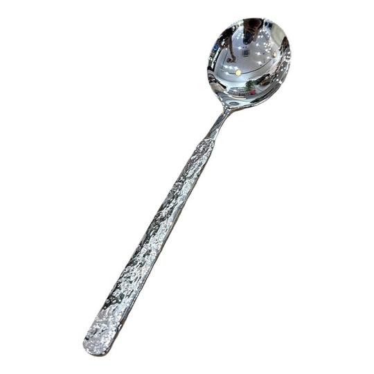 Stainless Steel Soup Spoon - German Style Ice Crack Hammered Design