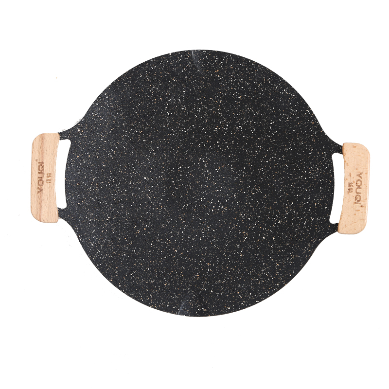 Mountain Biker 29cm Portable Metal BBQ Grill Pan - Korean Non-Stick Frying Tray