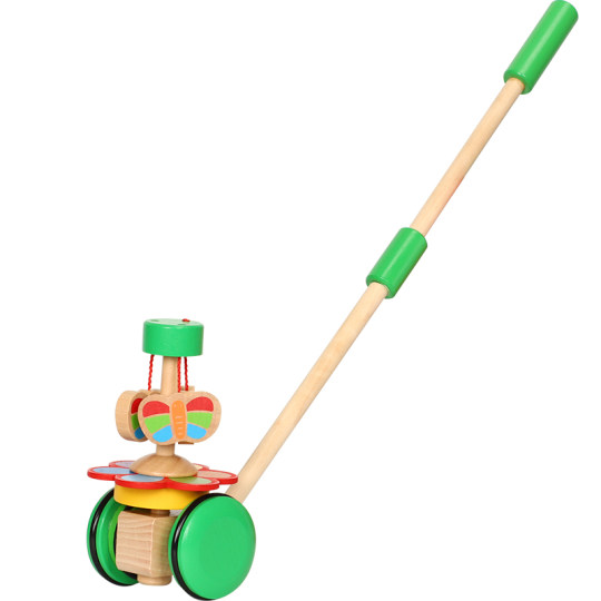 Wooden Toddler Walking Trolley - Rotating Butterfly Animal Push Toy for ...