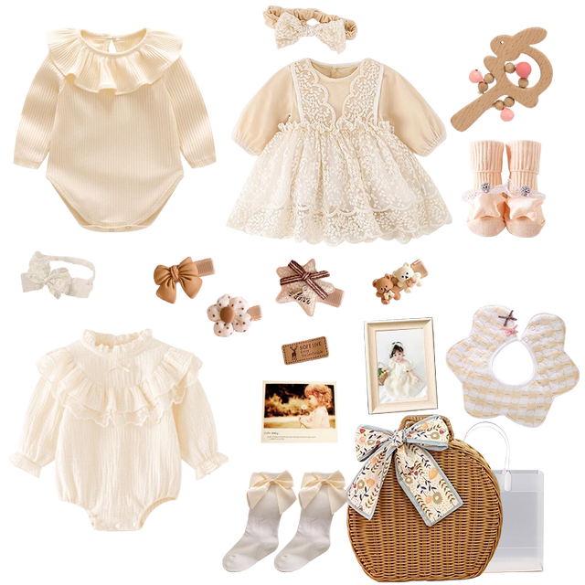 Newborn baby clothes gift box Girls 100 days meet the gift set of ...