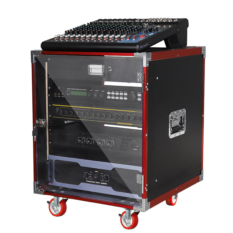 10U Red Aluminum Audio Cabinet with Transparent Door - Amplifier ...