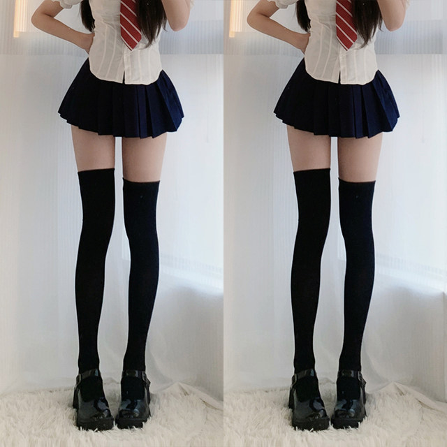 jk overlash socks black long legs long socks female spring and autumn ...
